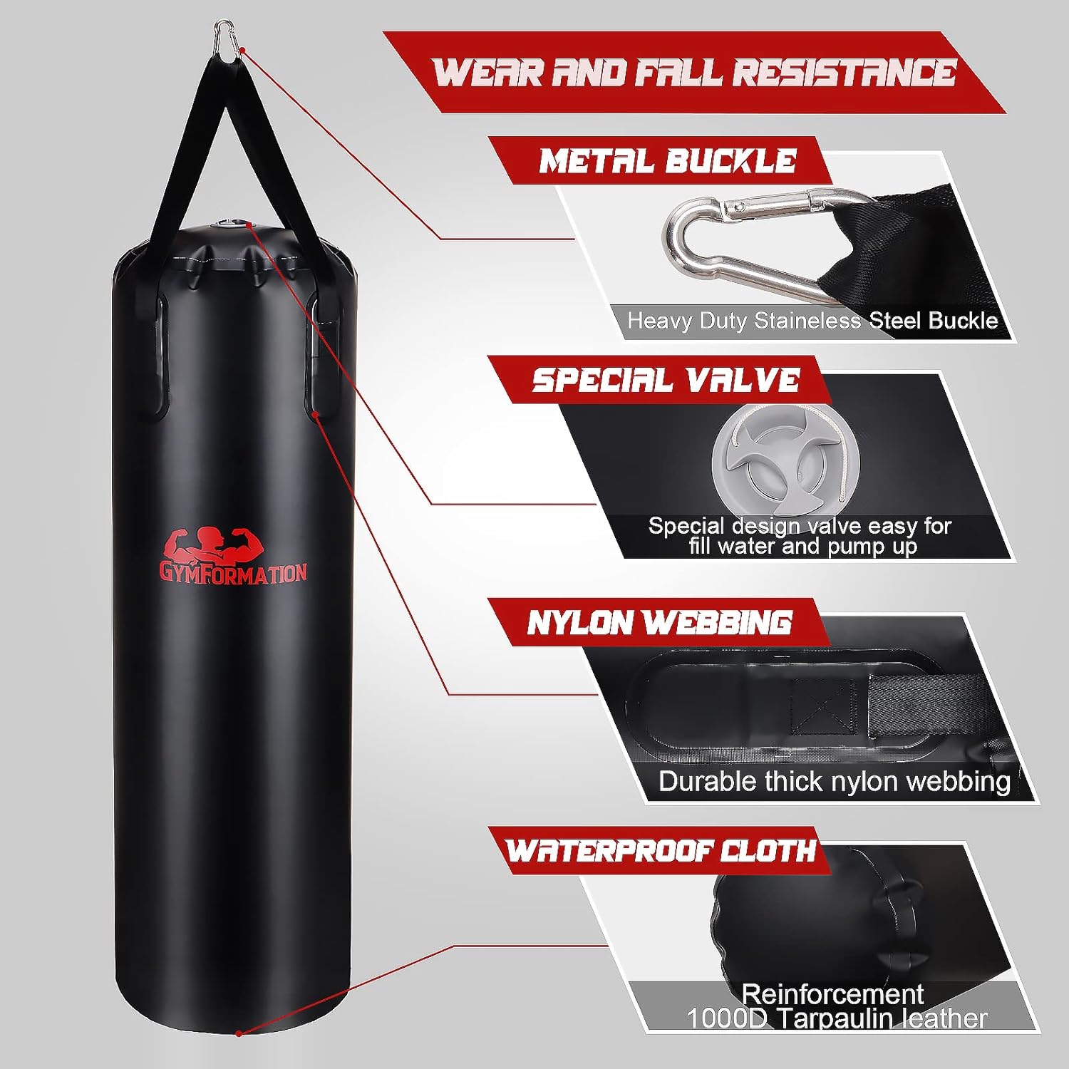 GYMFORMATION Water/Air Heavy Bag Punching Kicking Bag Training Bag ...
