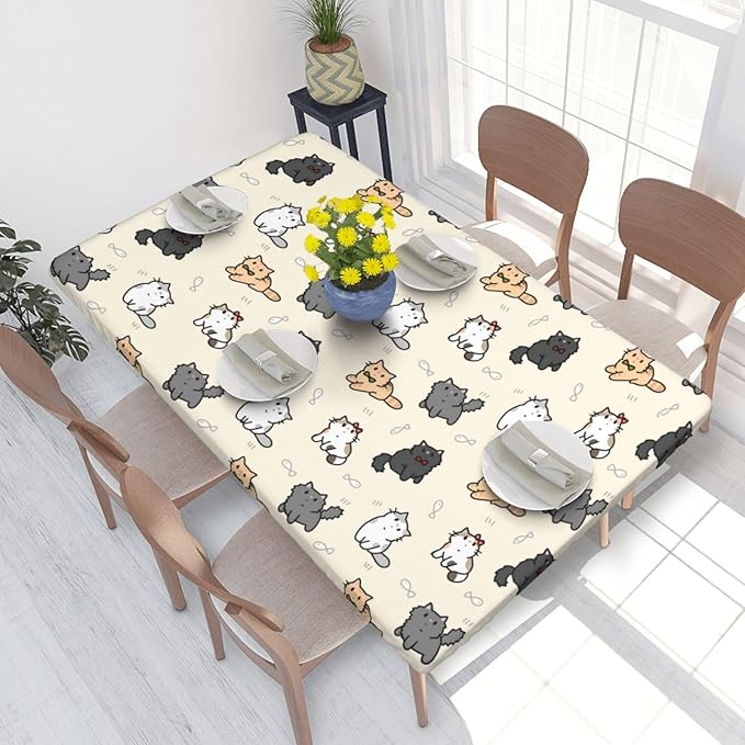 Amazon.com: ASYG Cute Cat Tablecloth 30"x 48" Rectangle Washable ...