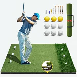 Amazon.com : Newmkr 5x4ft Golf Mat with Ball Tray,31mm Thickened High-Elasticity Dual-Turf Golf ...