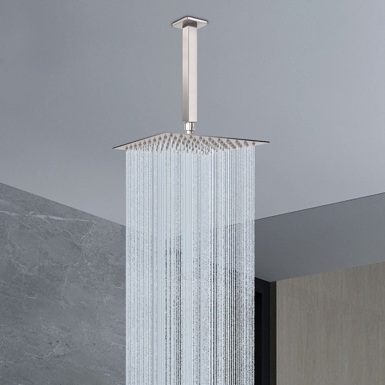Snapklik.com : HarJue Ceiling Mounted Shower Arm, Square Extension