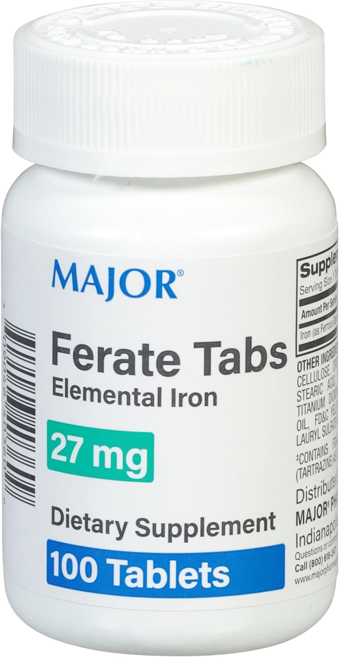Amazon.com: Major 27 mg Ferate Tabs - Ferrous Gluconate Elemental Iron ...