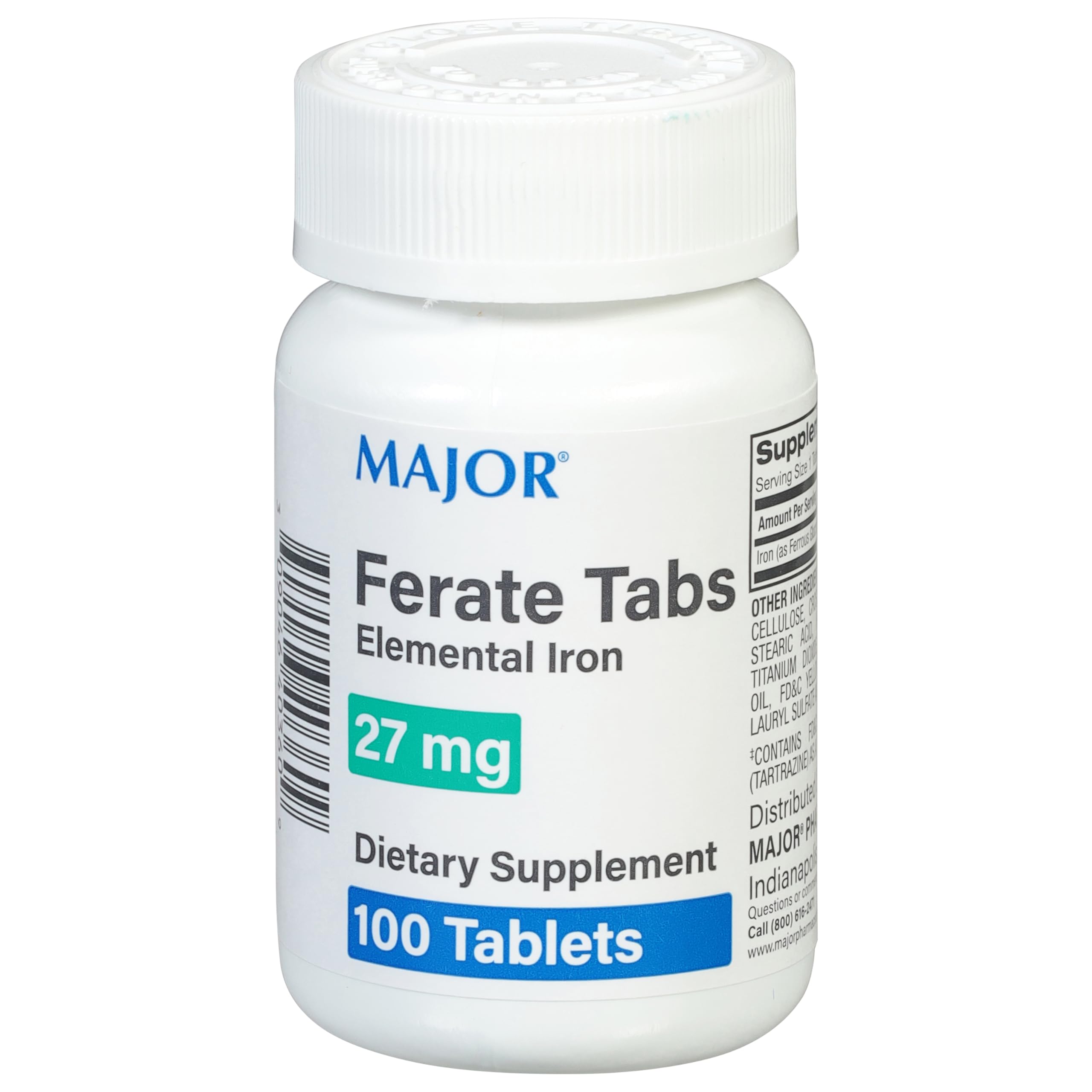 Amazon.com: Major 27 mg Ferate Tabs - Ferrous Gluconate Elemental Iron ...