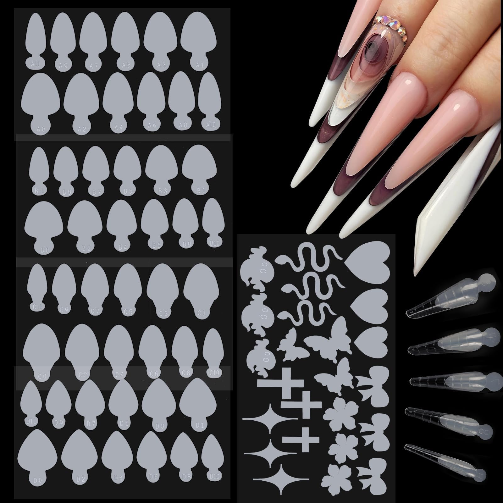 Amazon.com: heemeei 144 PCS Duet System Forms Nail Sticker Silicone ...