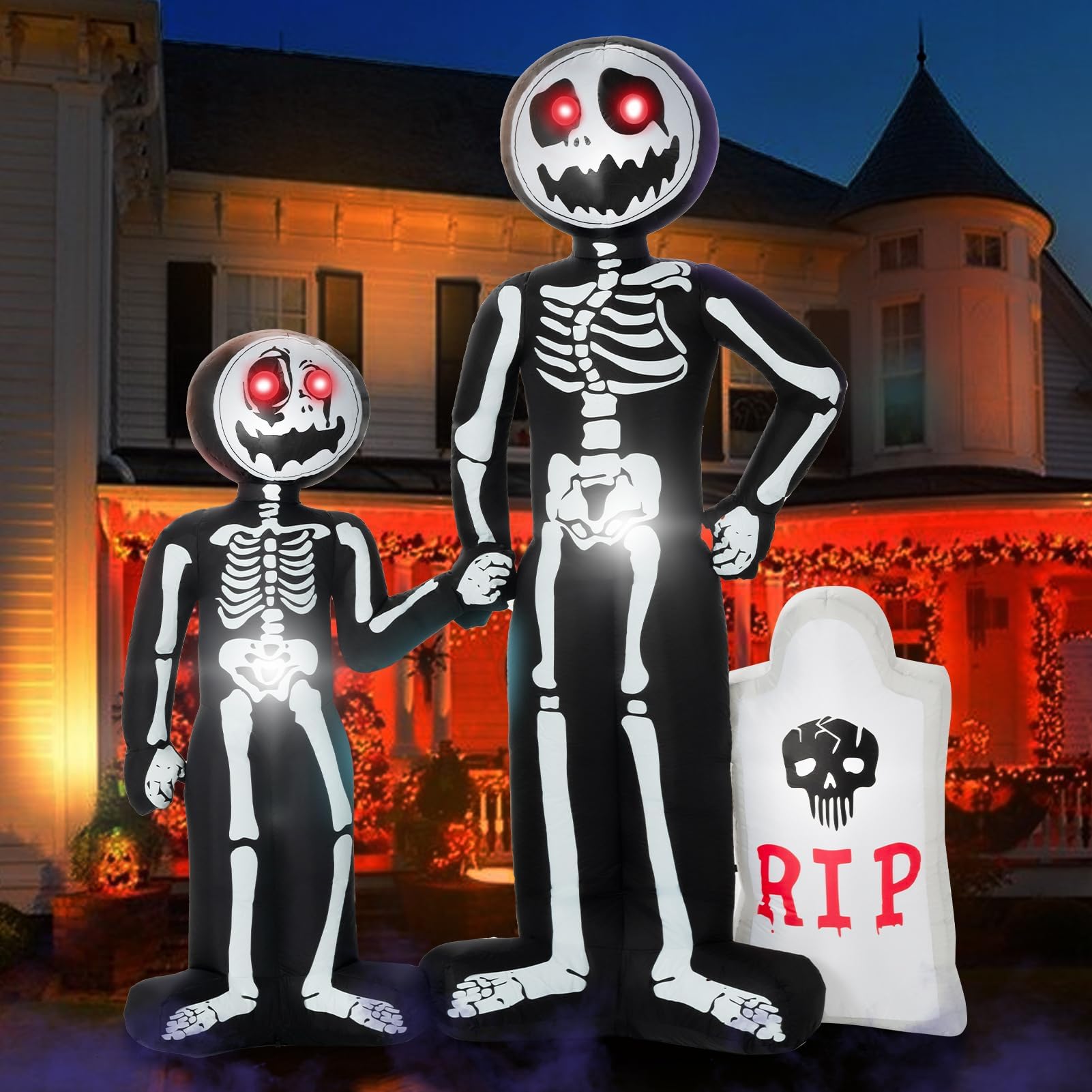 Amazon.com: 6 Ft Halloween Inflatable Skeleton Couple Embrace Kiss Outdoor Decoration with LED ...