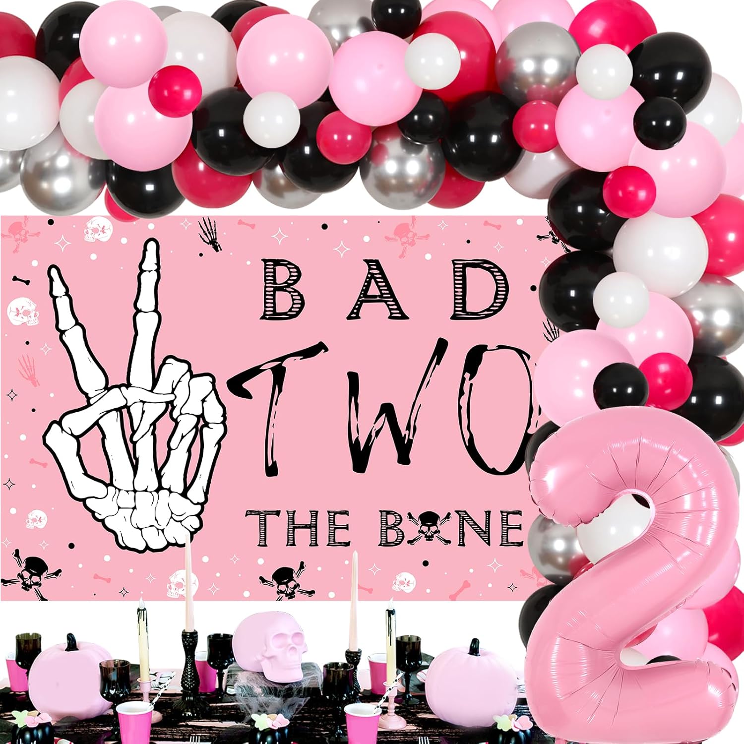 Amazon.com: Wonmelody Bad Two the Bone Party Decorations Girl Pink Bad ...
