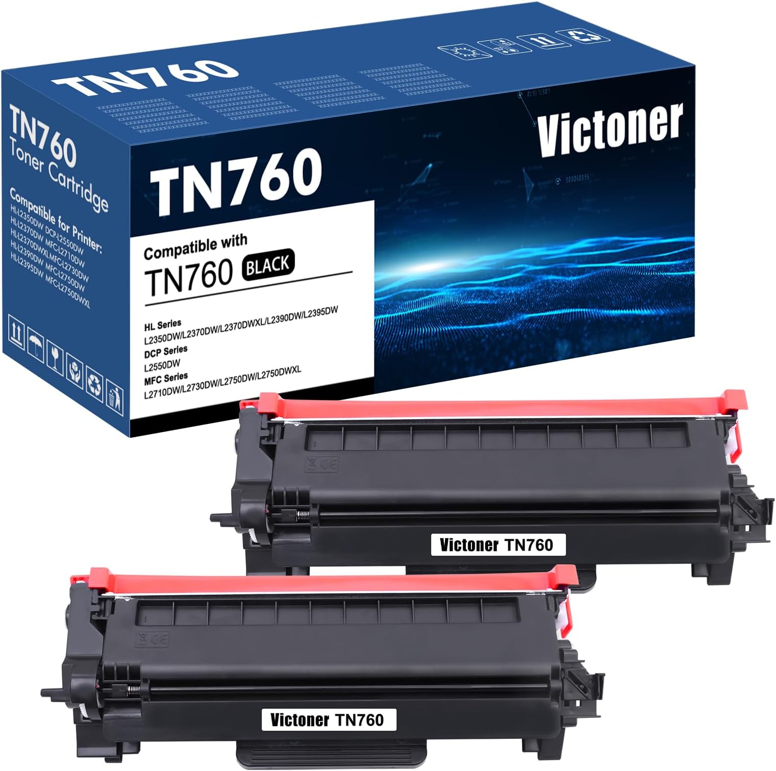 TN760 Toner Cartridge 2 Pack : High-Yield Black Multipack Compatible ...