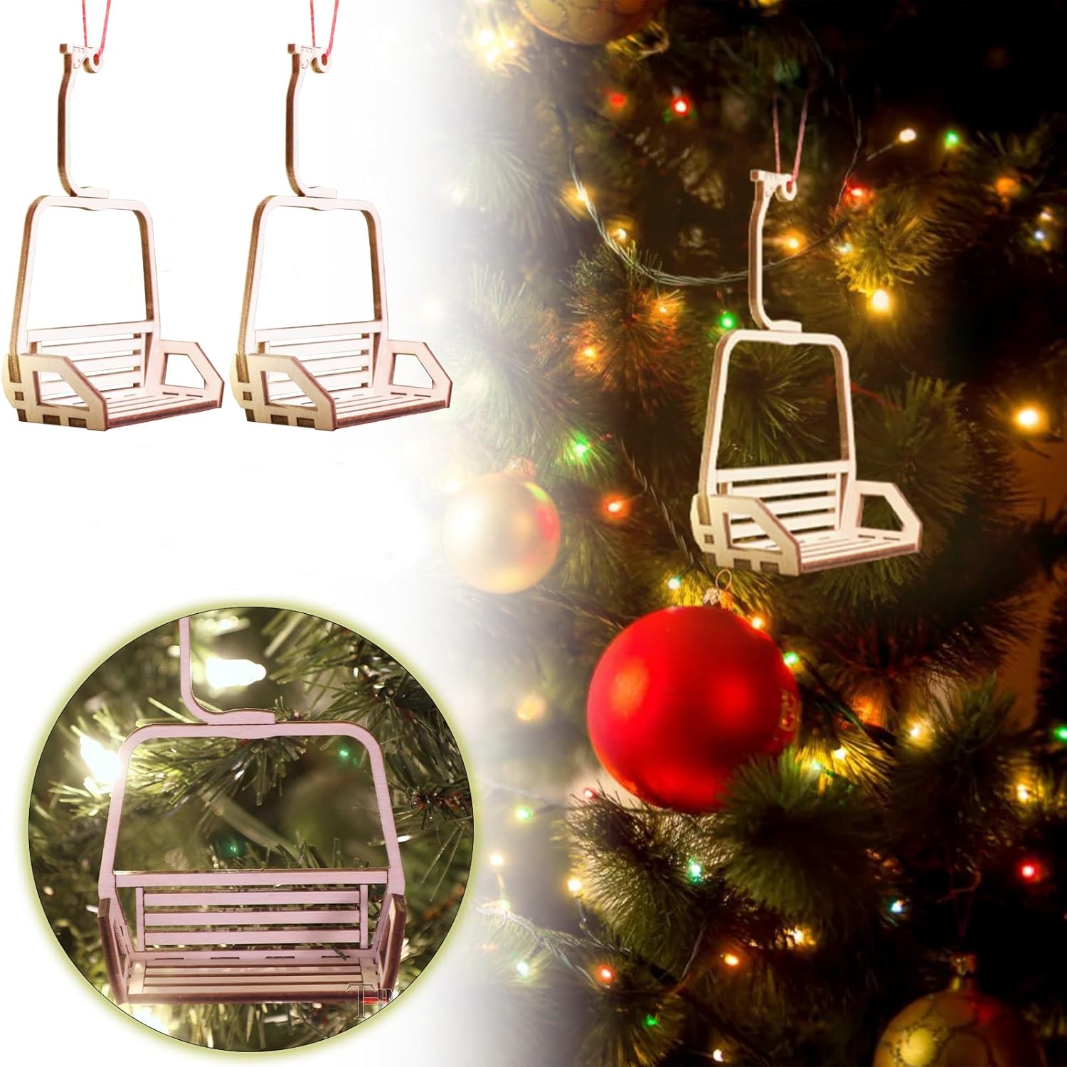 Amazon.com: 2 Pieces Christmas Tree Ski Lift Decorations, Christmas ...