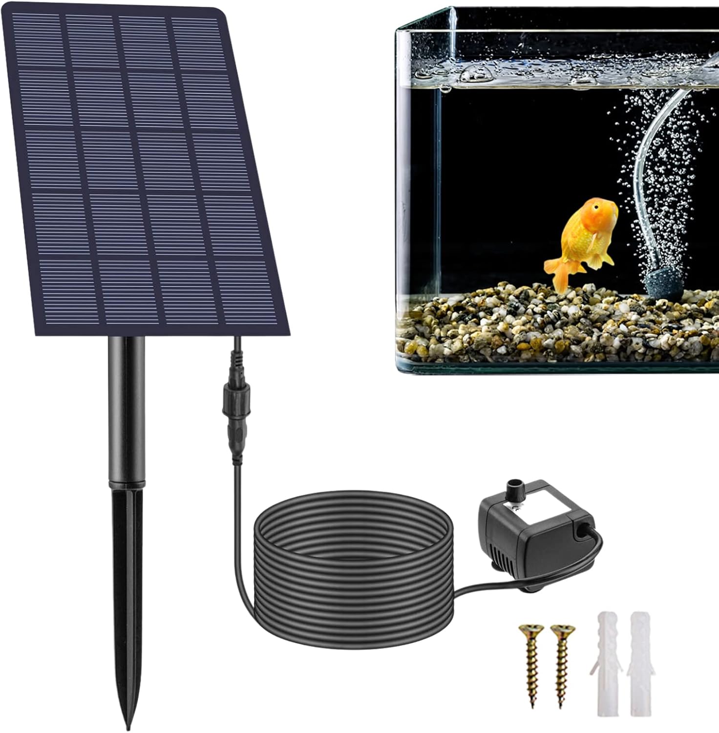 Amazon.com: Aquarium Air Pump, 2.5W Solar Air Pump Fish Tank, Small ...