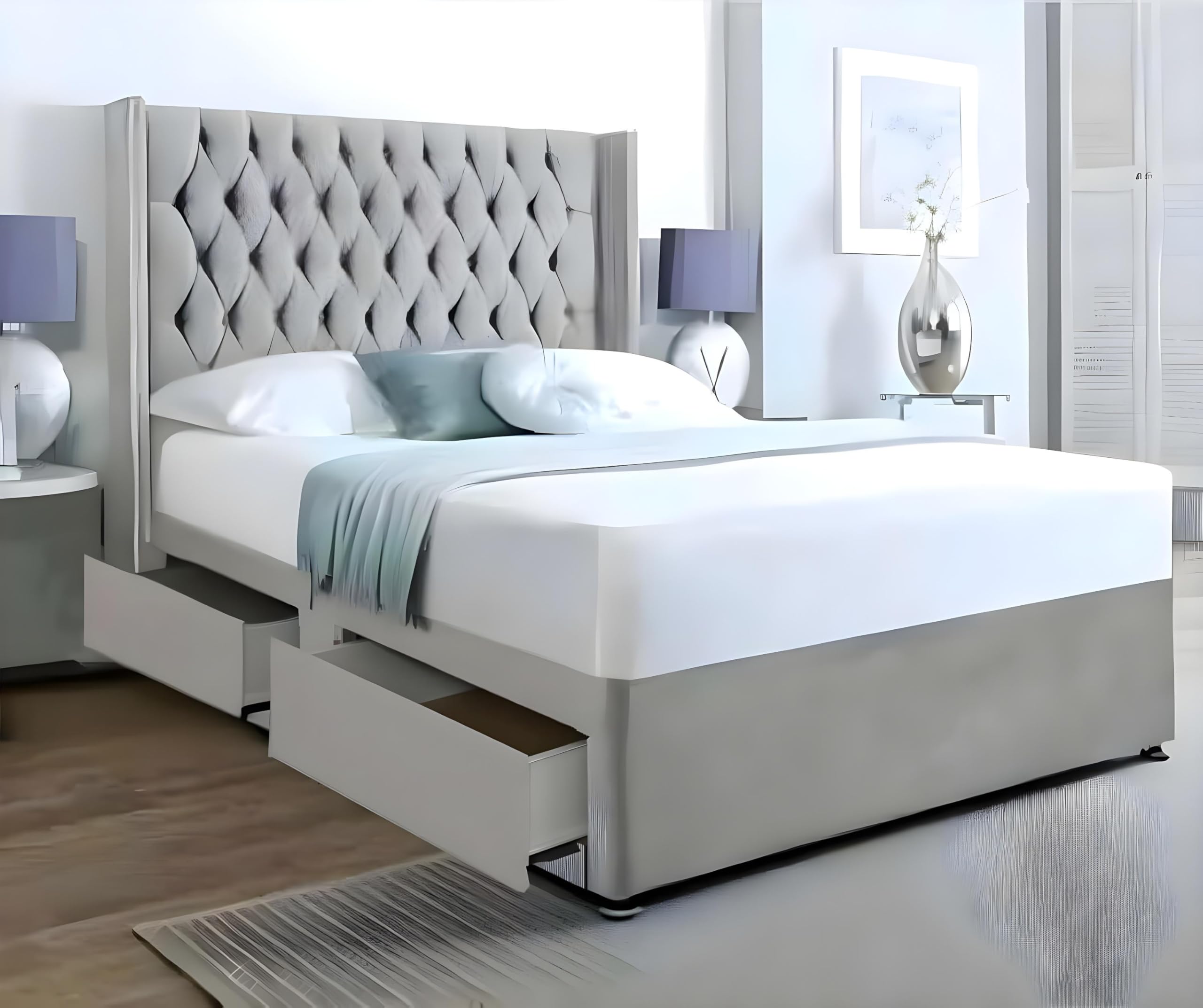 Parka Grey Divan Bed | Luxurious Plush Fabric Divan Bed with 10 ...