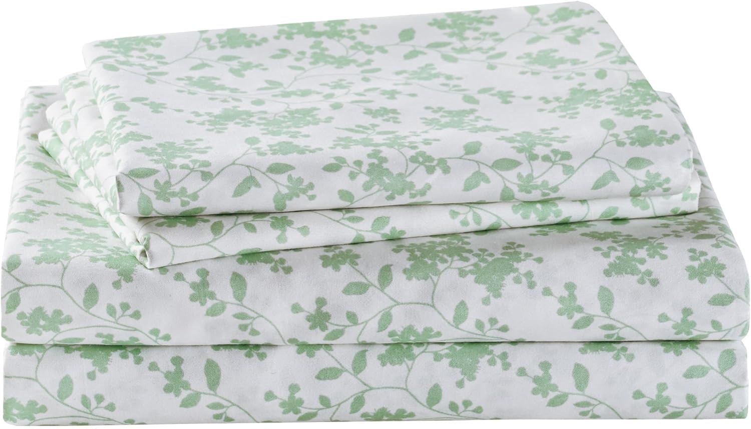 Amazon.com: Full Sheet Set Green Leaves Bed Sheets Printed Sheets - 4 ...