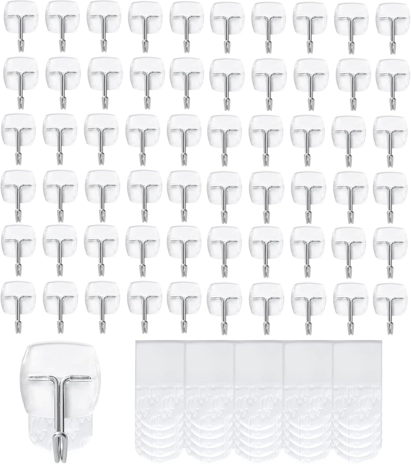 60 hooks-70 Strips,Clear Small Wire Toggle Hooks Value Pack, Damage ...