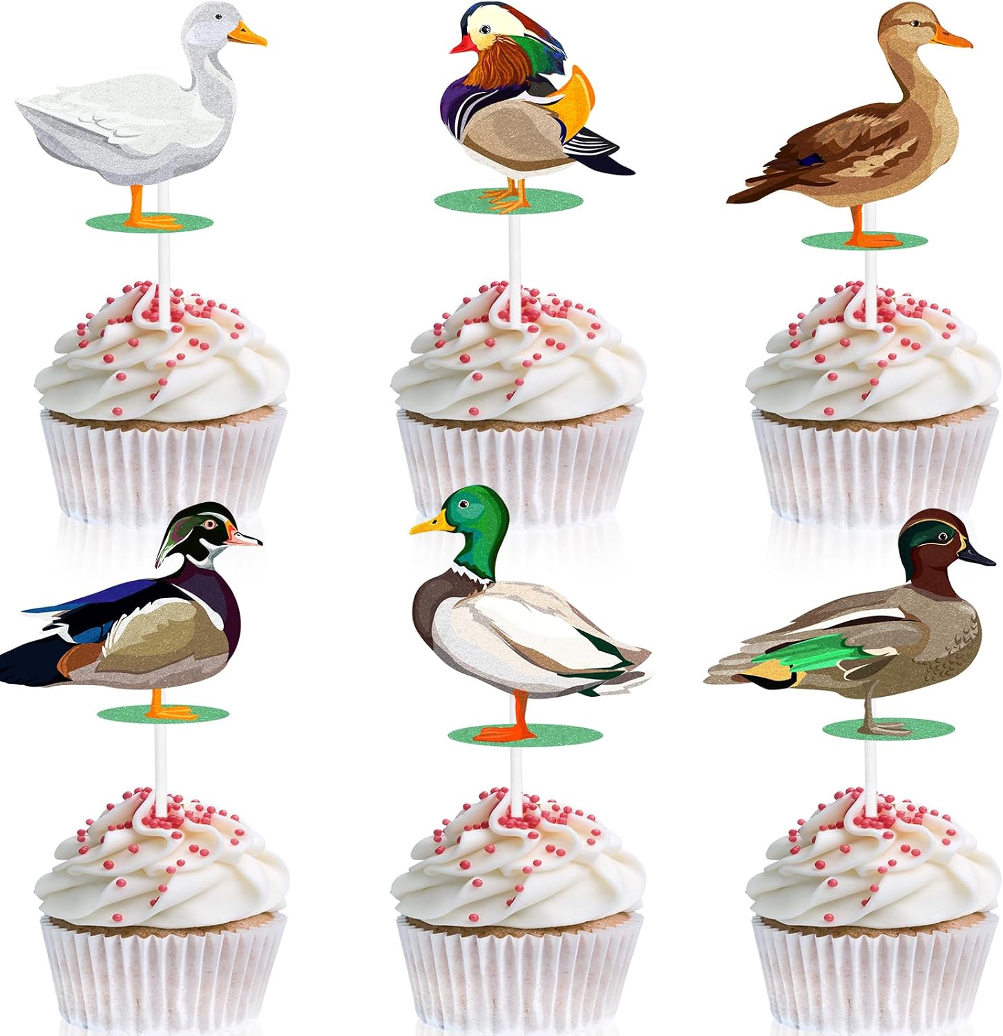 Amazon.com: 18pcs Duck Cupcake Topper Set Kids Happy Birthday Mallard ...