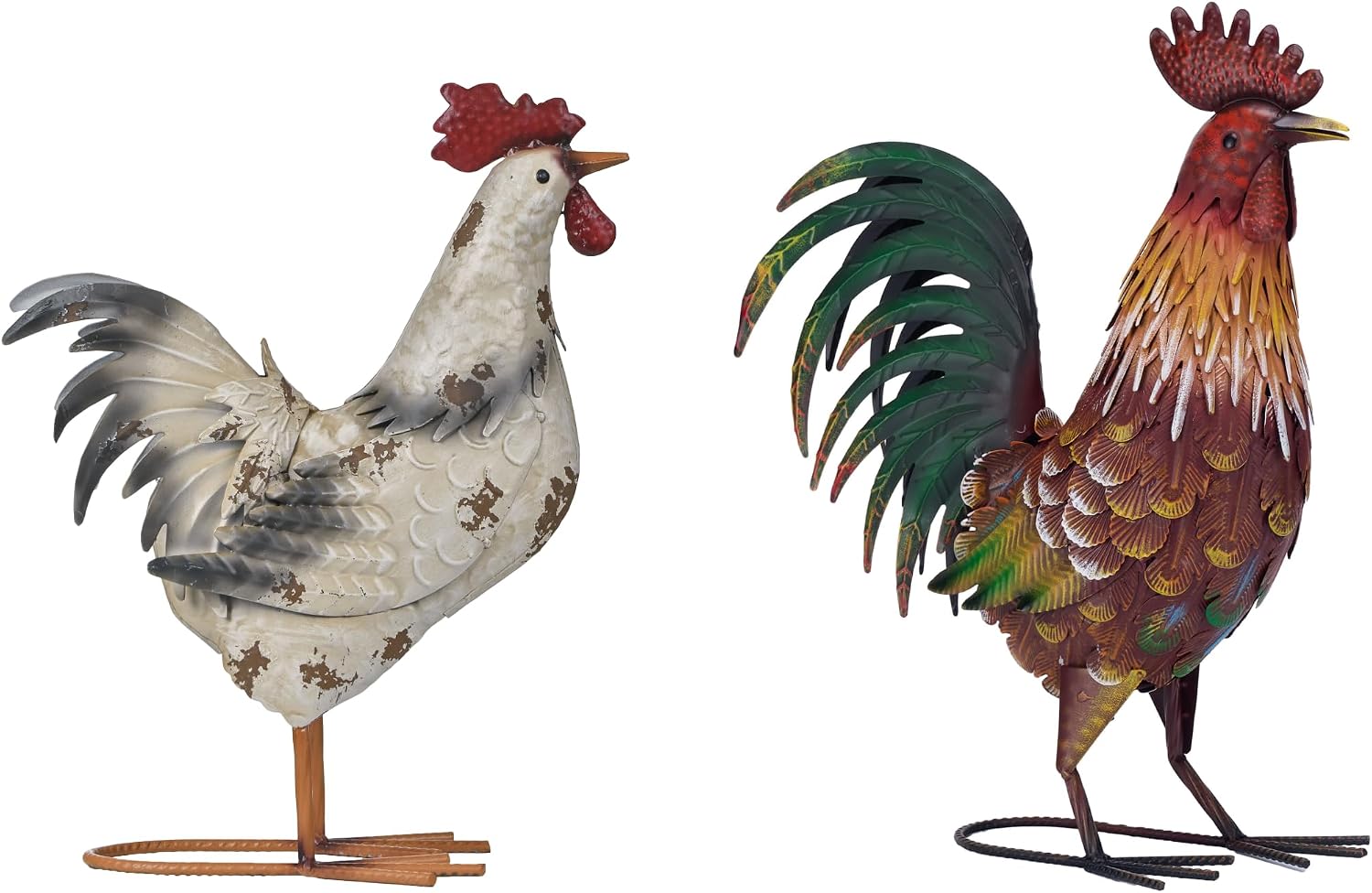 Amazon.com: TERESA'S COLLECTIONS Farmhouse Metal Rooster Garden Statues ...