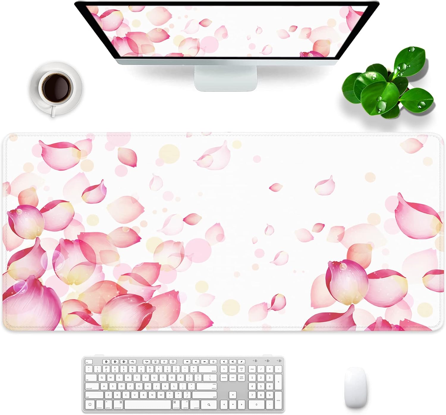 Amazon.com: Rose Gaming Mouse Pad XXL Women Large Mouse Pad White 35x15 ...