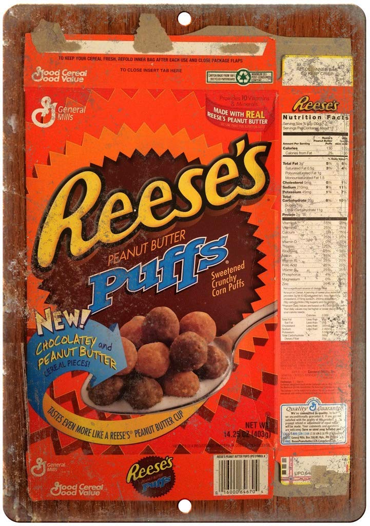 Buy JOHUA Reese's Peanut Butter Puffs Cereal Box Tin Wall Signs Warning ...