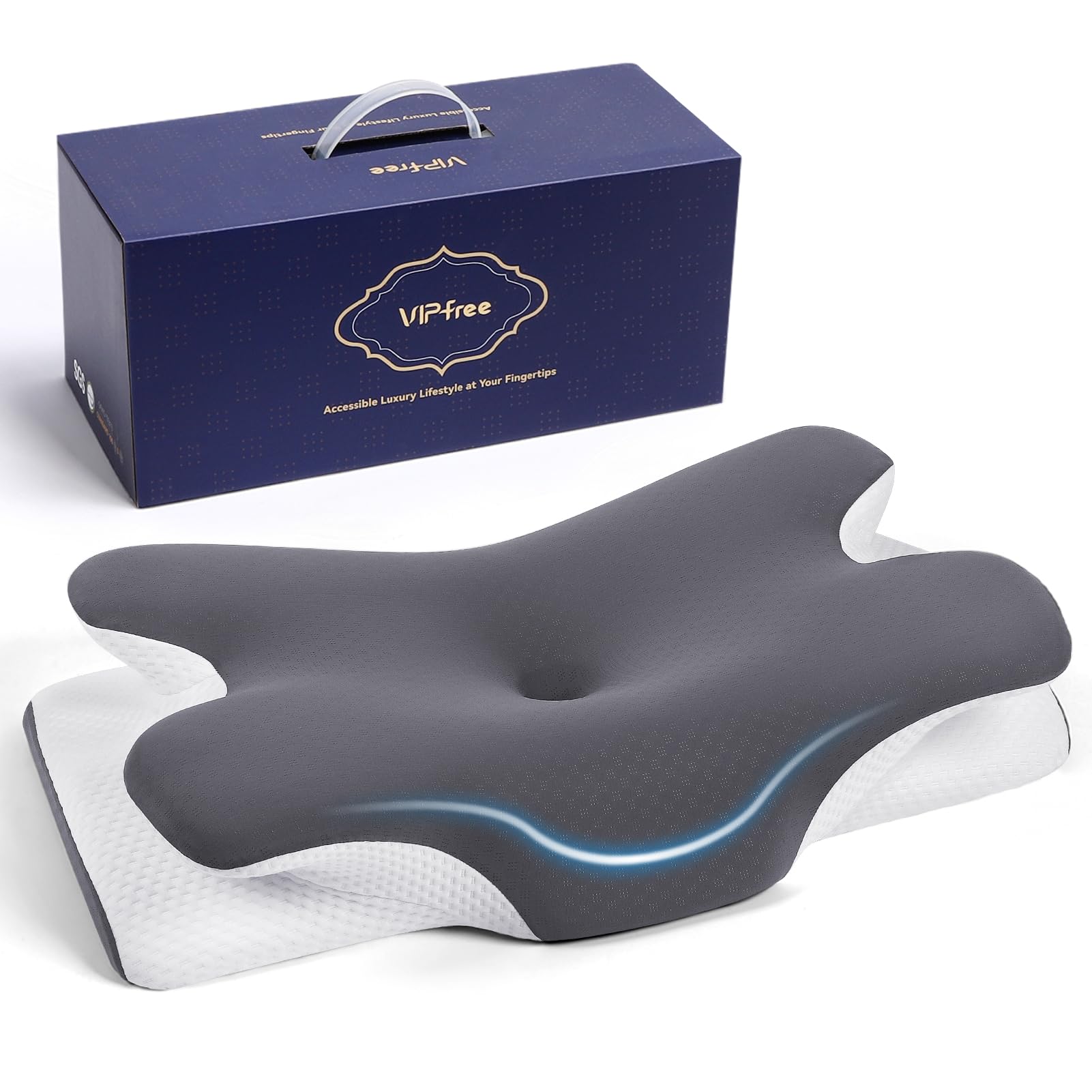 Amazon.com: Vipfree Cervical Cooling Ergonomic Pillow, Adjustable ...