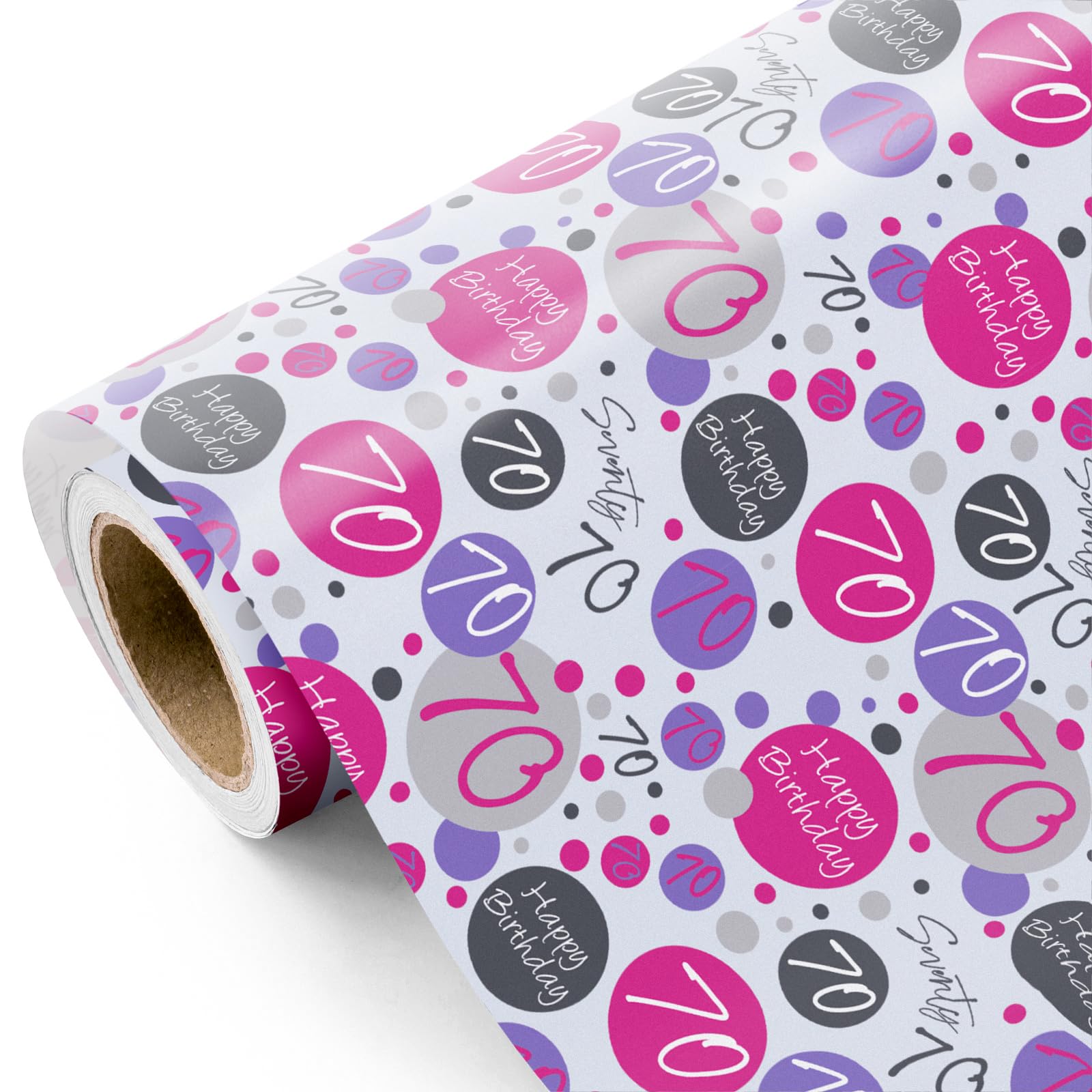 Amazon.com: WRAPAHOLIC 70th Birthday Wrapping Paper - Mini Roll - 17 ...