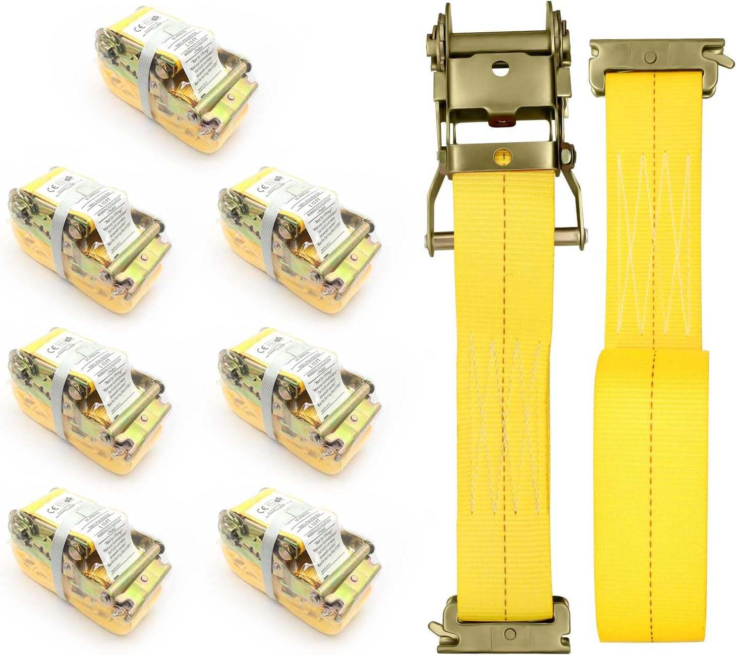 Amazon.com: SALUINOKI 8Pack 2x15 E-Track Straps Ratchet Yellow Box ...