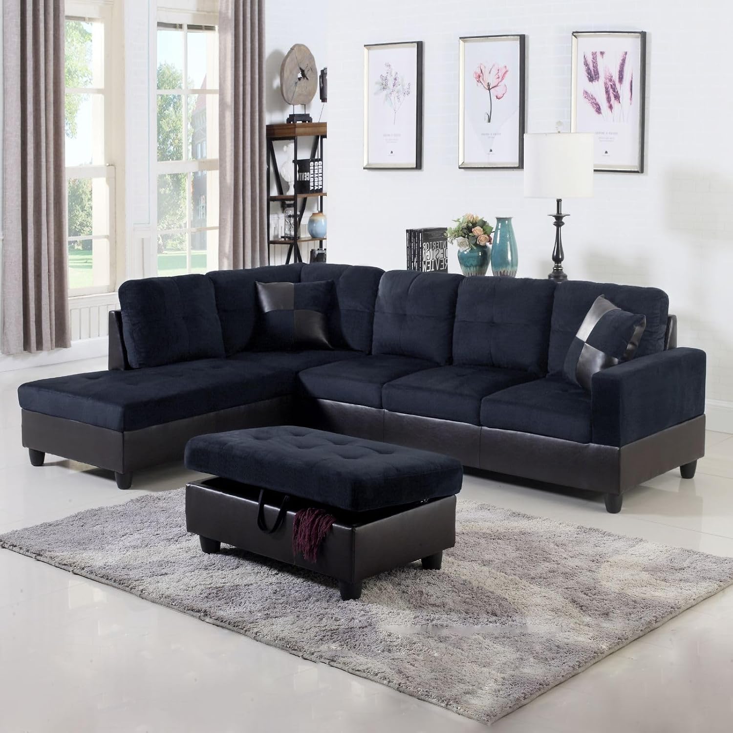 Amazon.com: HiKingKing 3-Piece L-Shaped Left Hand Facing Sectional Sofa ...