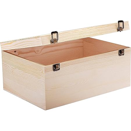 Amazon.com: Extra Large Rectangle Unfinished Pine Wood Box Natural DIY ...
