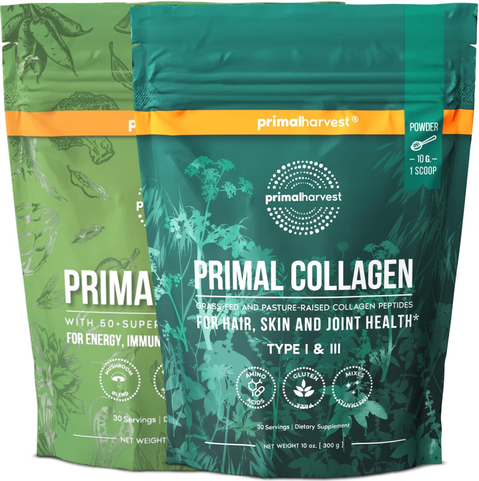 Amazon.com : Primal Harvest Super Greens & Collagen Powder Supplements ...