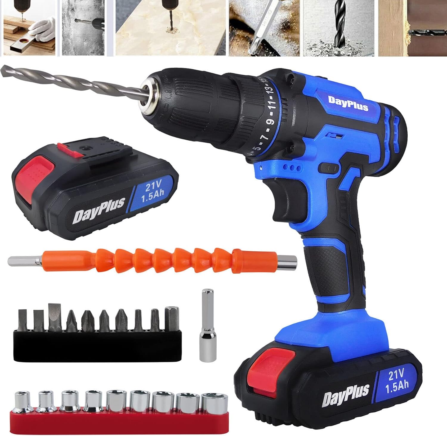 Amazon.com: 21V Cordless Drill Set 45N.m Torque Power Drill/Driver Kit ...