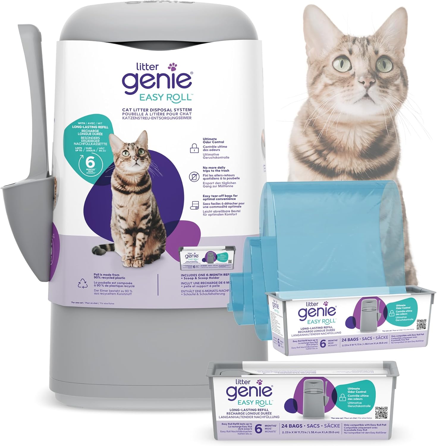 Amazon.com: Bundle of Litter Genie Easy Roll Pail & Refill | Cat Litter ...
