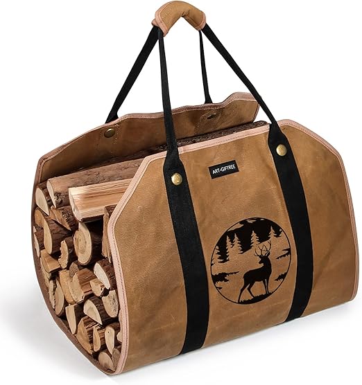 Amazon.com: ART-GIFTREE Large Firewood Carrier 39 x 18 inches Waxed ...