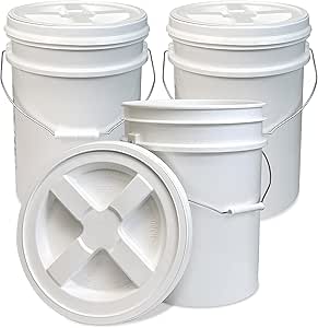 Amazon.com: ePackageSupply 5 Gallon White Bucket with White Gamma Seal Screw on Airtight Lid ...