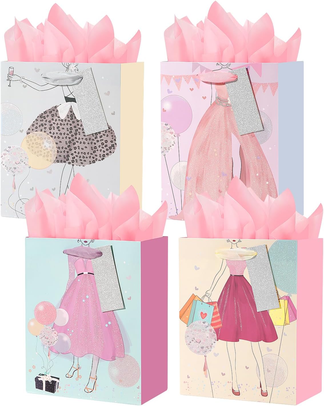 Amazon.com: KomoLeay 4 Pack 13" Large Size Gift Bags Assorted Premium ...