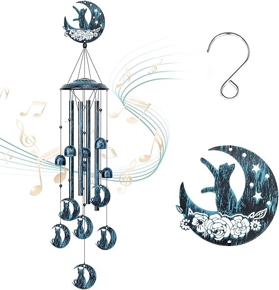 Amazon.com : LESES Wind Chimes, Cat Memorial Wind Chime for Outside Cat ...