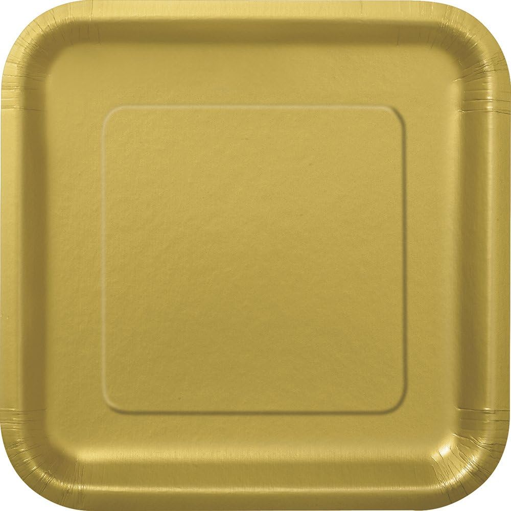 Amazon.com: Gold Solid Square Dinner Plates - 9"( Pack of 14) - Premium ...
