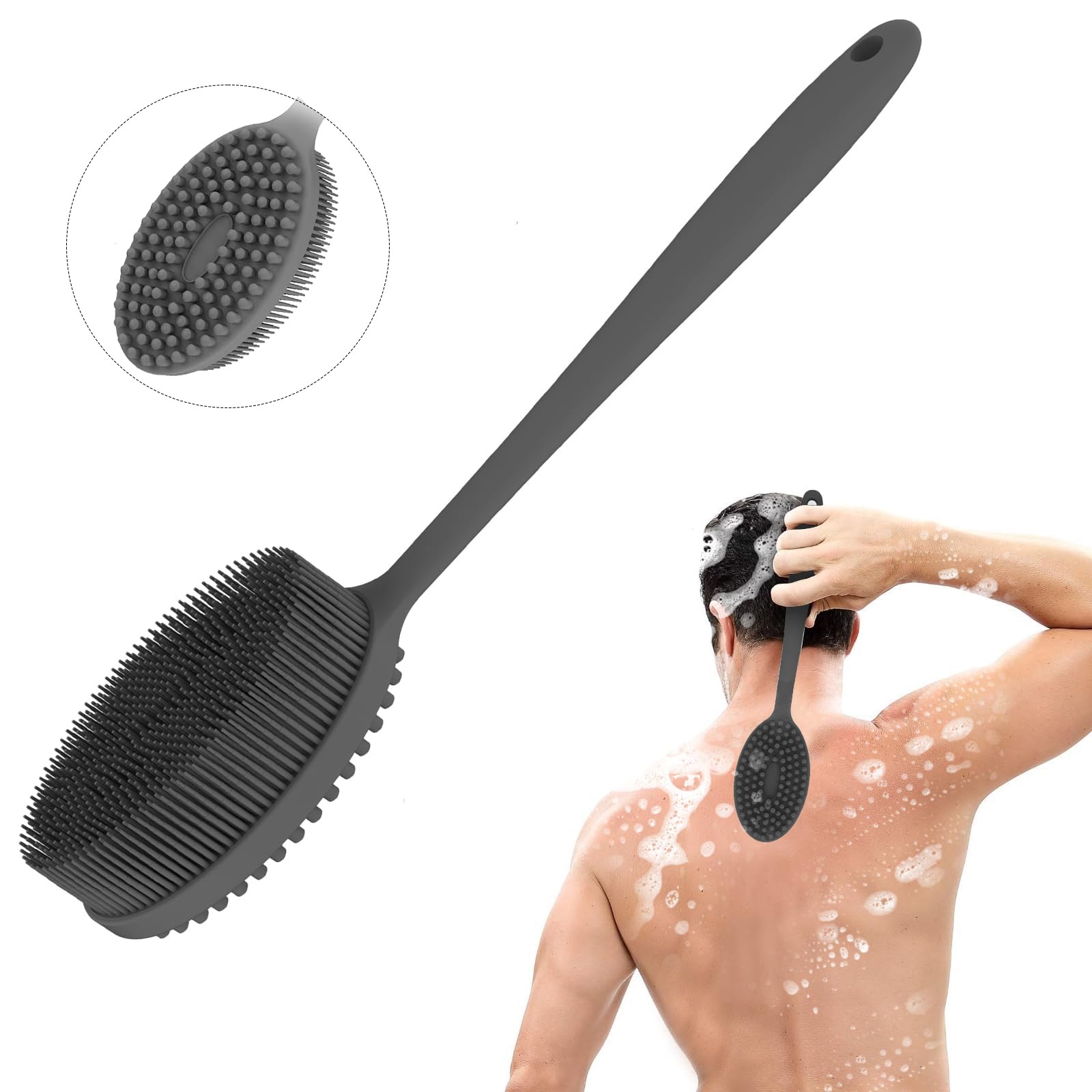 Amazon.com : MateeyLife Silicone Body Scrubber Exfoliator with Handle ...