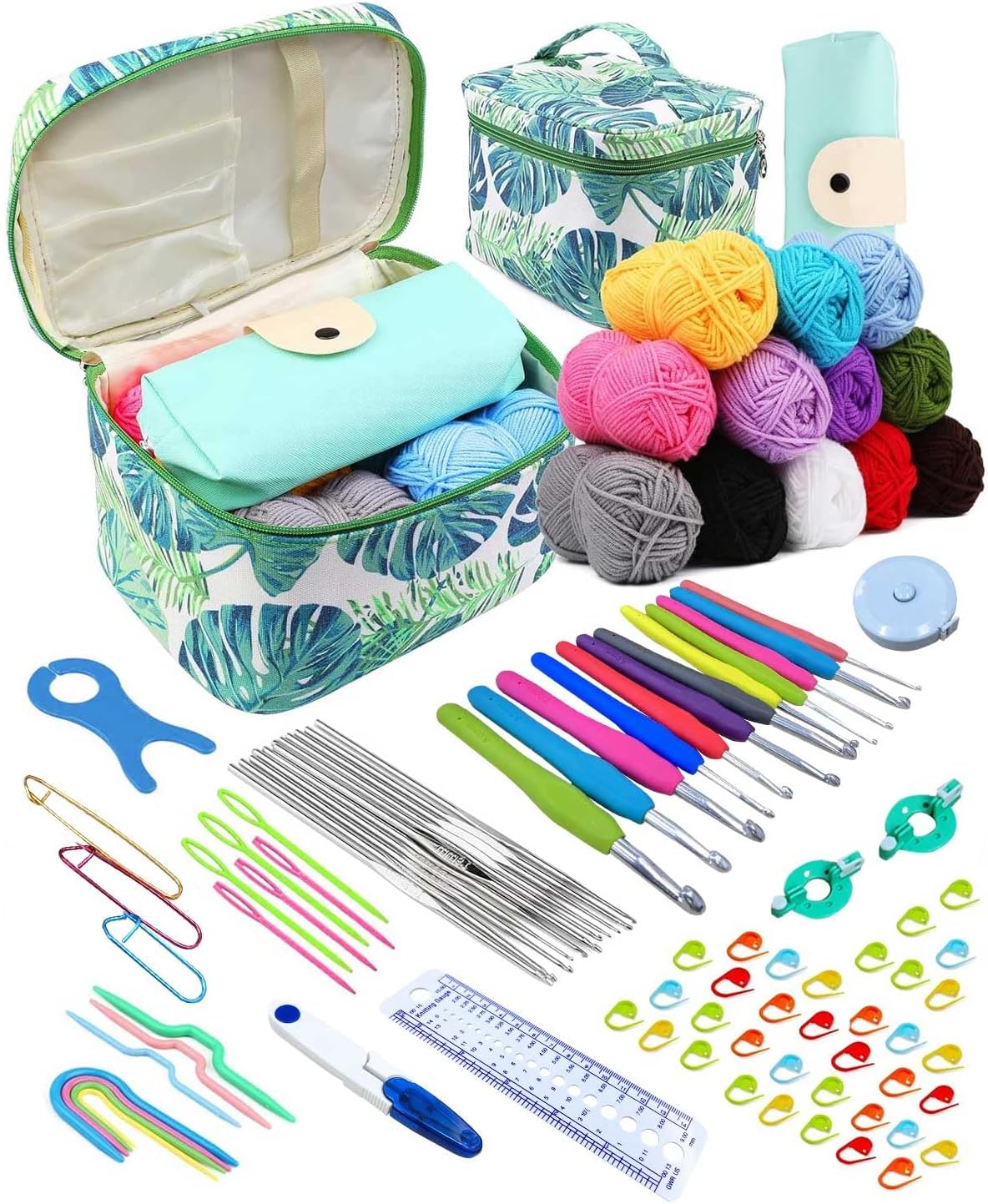 Crochet Hooks Set, 24PCS Crochet Kits for Beginners Adults, 15Pcs 25g ...