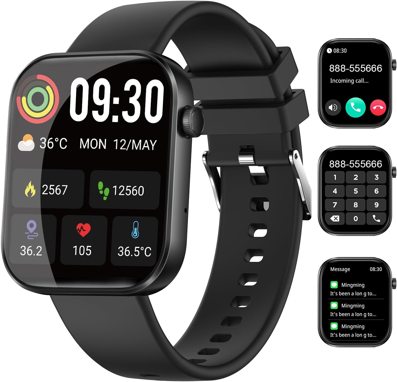 Amazon.com: LAXASFIT Smart Watch, Fitness Tracker with Heart Rate, SpO2 ...