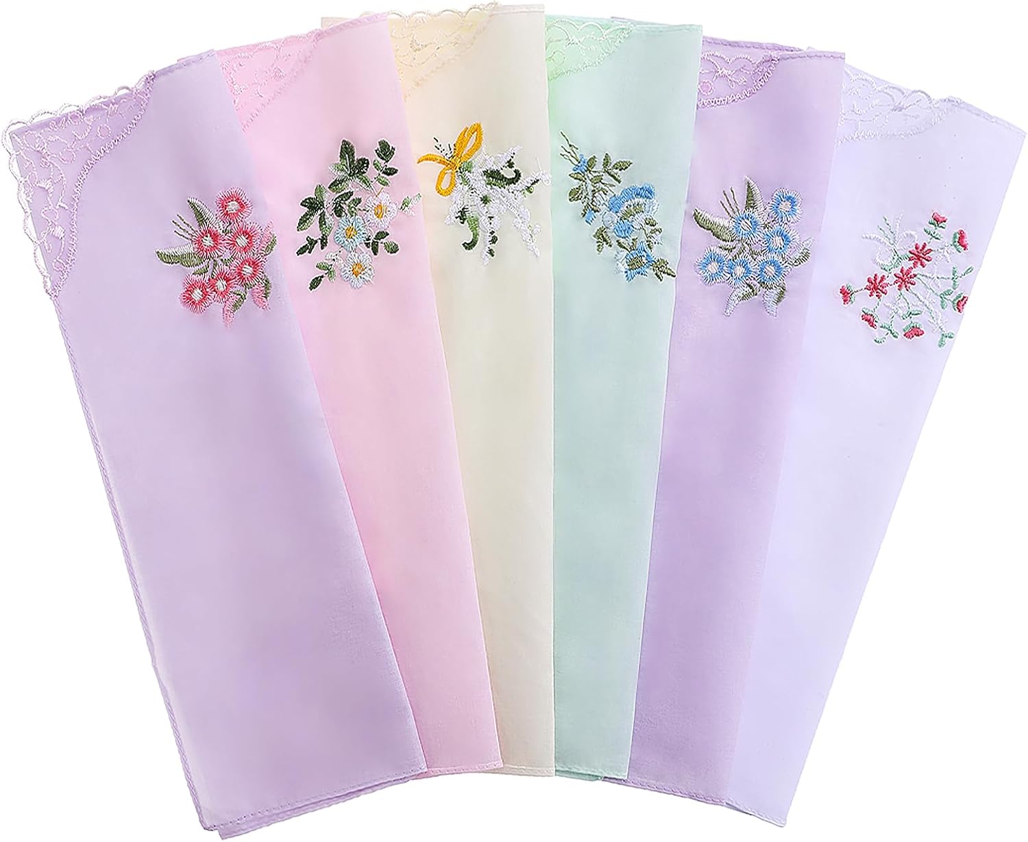 Ladies Cotton Handkerchiefs Flower Embroidered with Lace Ladies ...