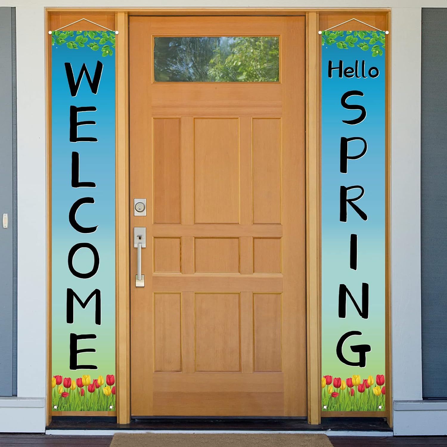 Amazon.com : Spring Decoration Outdoor Hello Spring Banner Spring Front ...