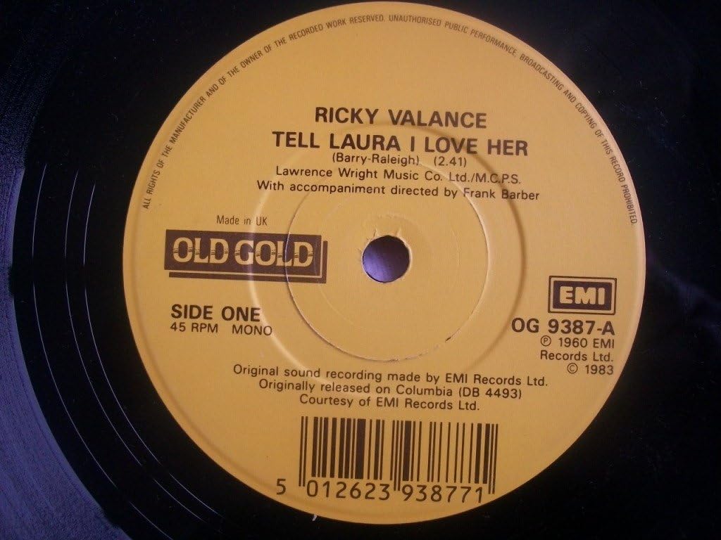 RICKY VALANCE Tell Laura I Love Her / BOBBY ANGELO Baby Sittin' 7" by ...