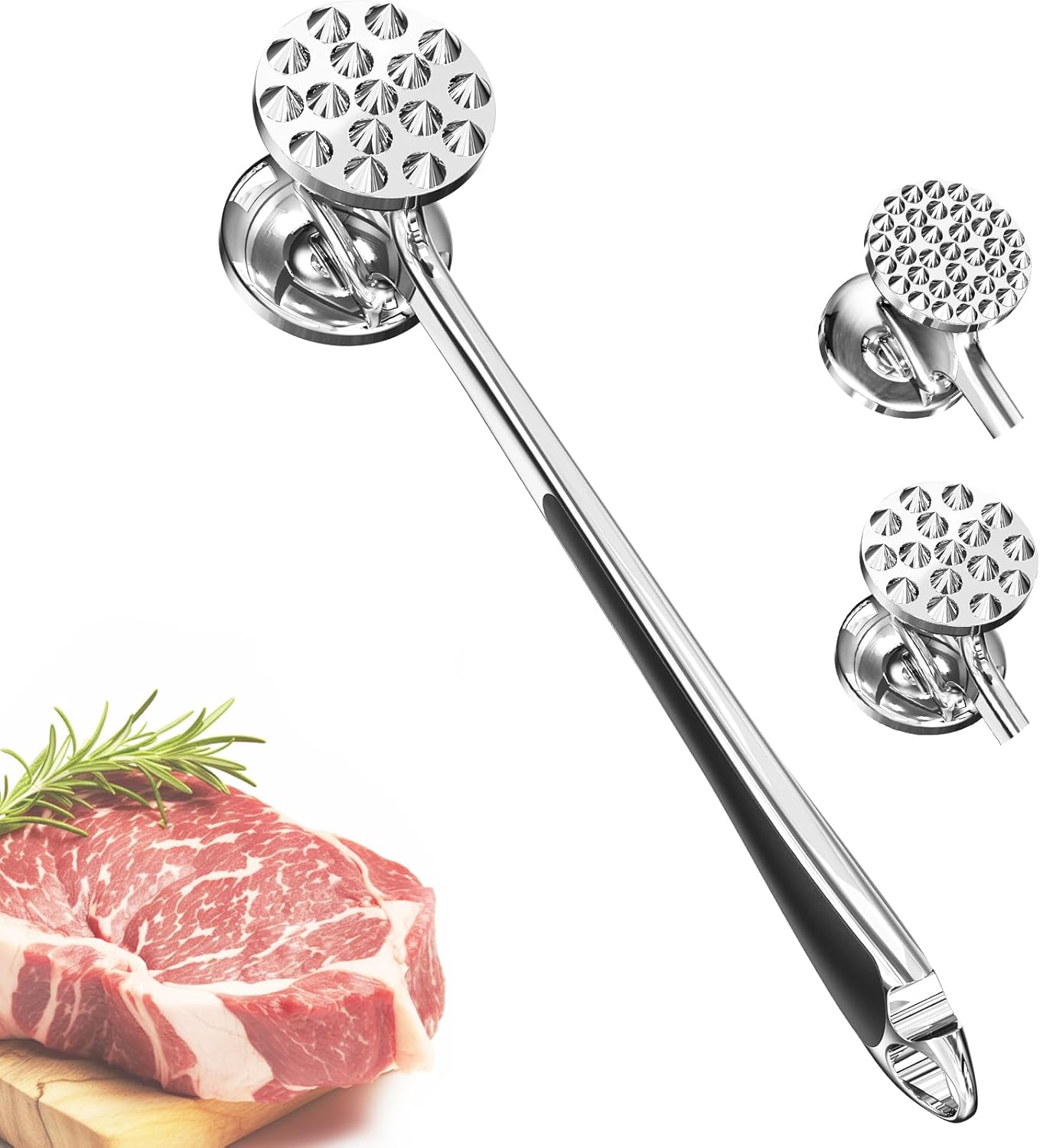 GeeRic Meat Tenderizer Hammer, Dual-Side Meat Mallet Stainless Steel ...