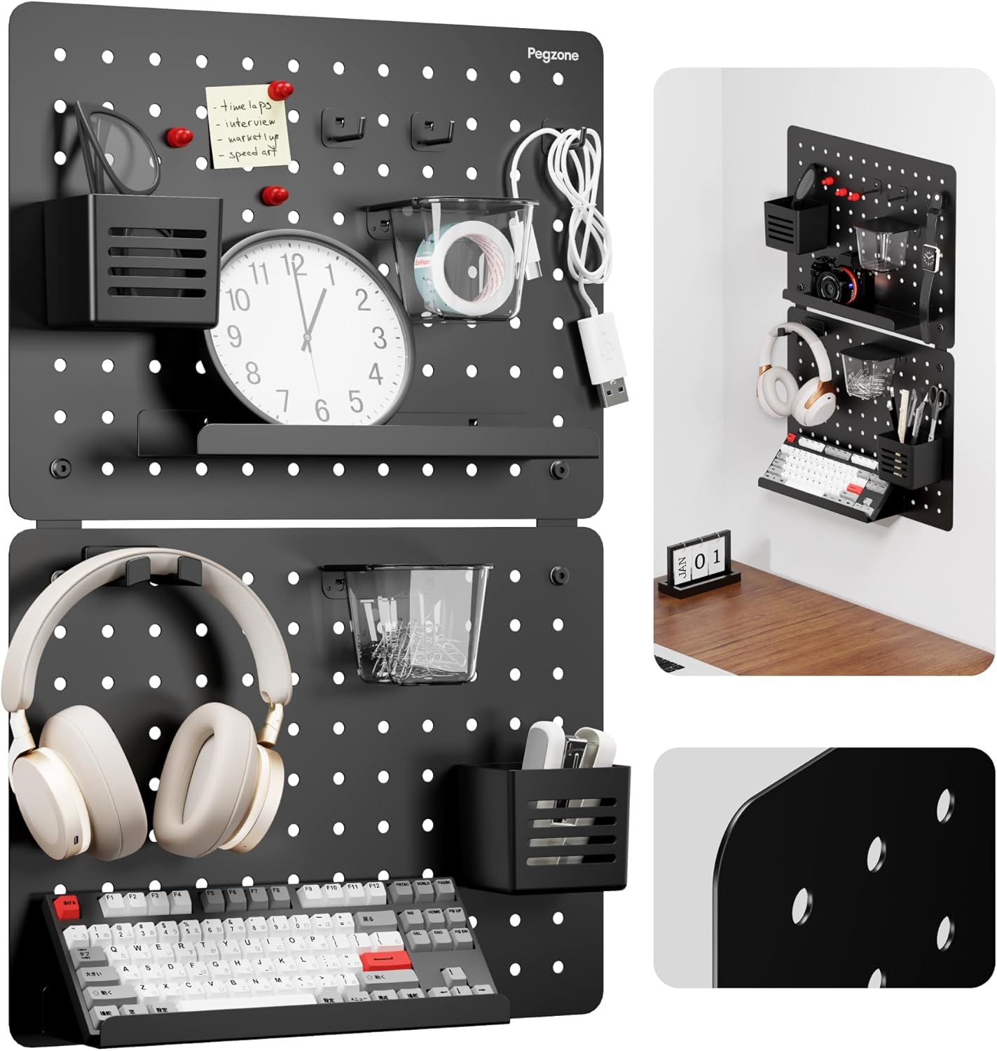 Amazon.com: PEGZONE Pegboard Wall Organizer Combination Kit, Overall 25 ...