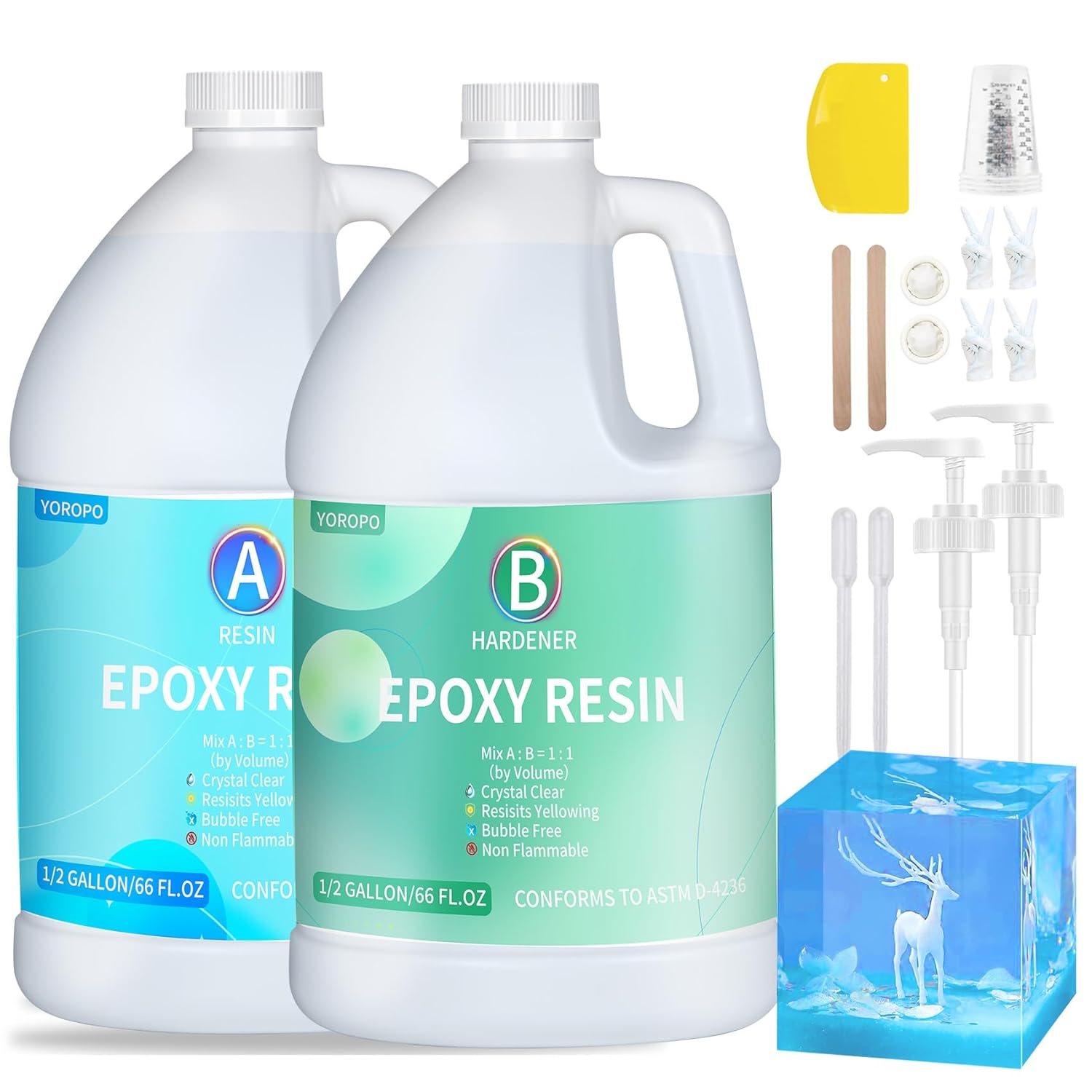 Epoxy Resin Kit - 1 Gallon Epoxy Resin Crystal Clear,Yellowing ...
