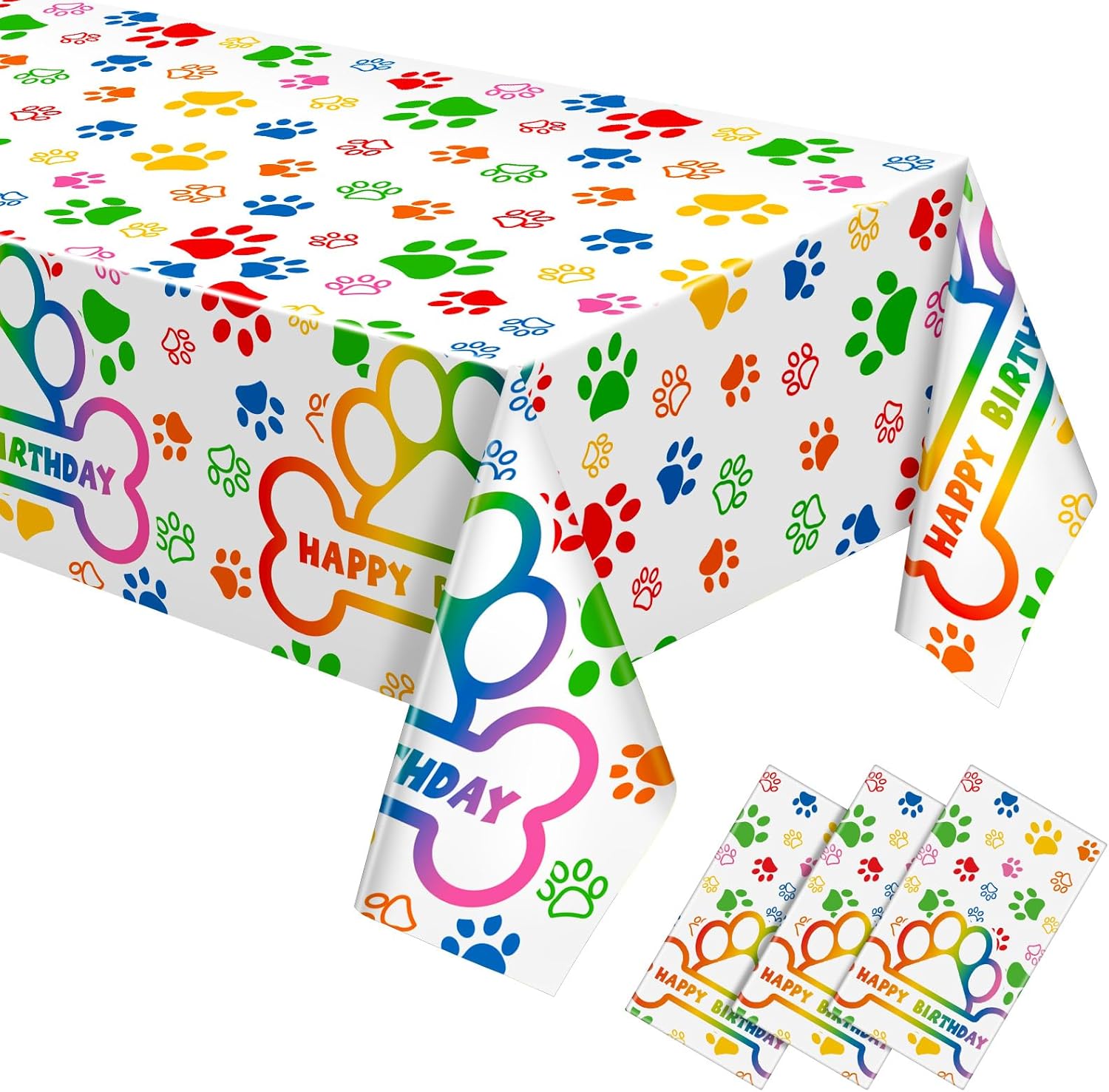Amazon.com: Newwiee 3 Pcs Paw Print Tablecloth Plastic Disposable ...