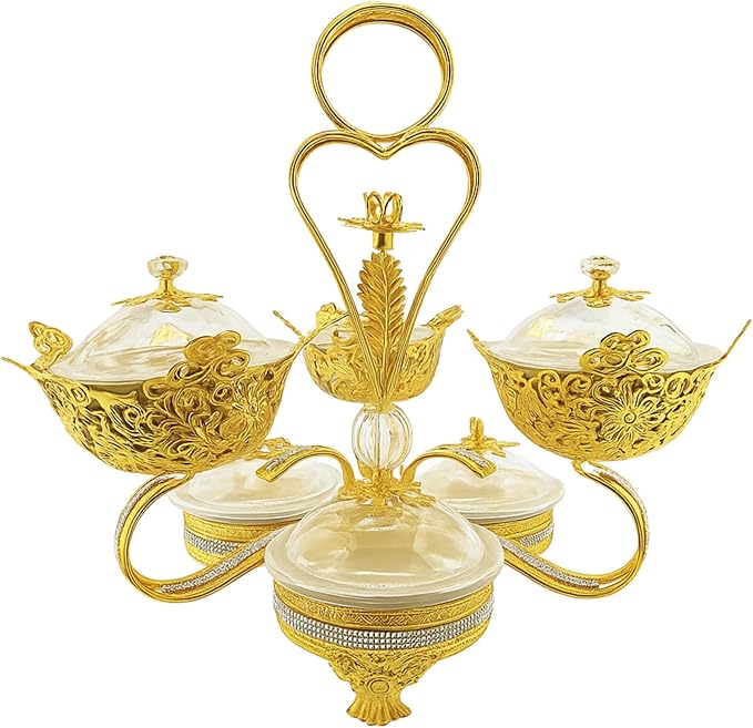 Amazon.com | Luxury 6-Bowl Gold Serving Set with Lids — Ornate Filigree ...