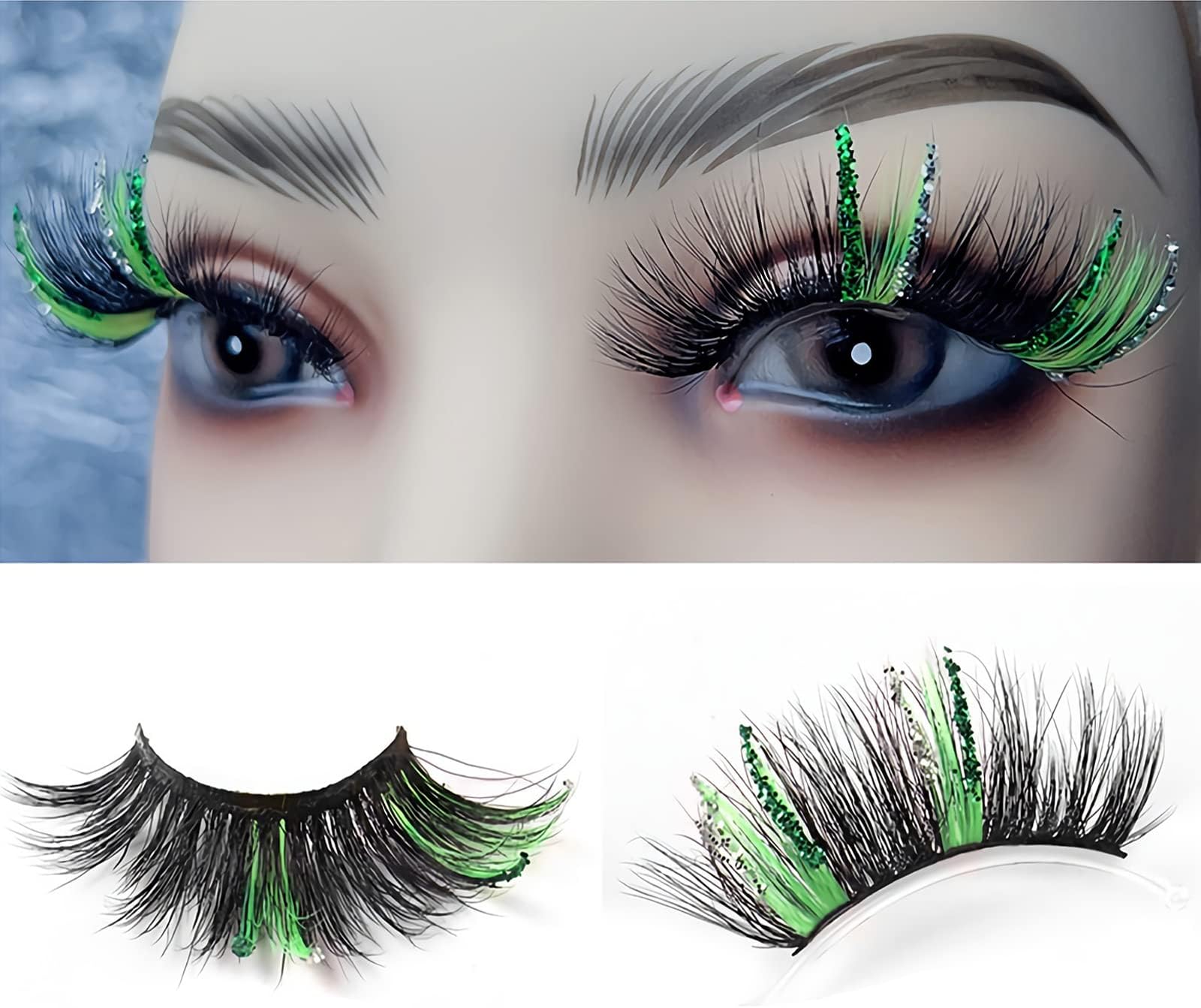 Amazon.com: Glitter Lashes 25mm 3D Fluffy Mink Eye Lashes with Color ...