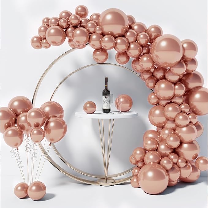 Amazon.com: 130PCS Metallic Rose Gold Balloons Different Sizes 18" 12 ...