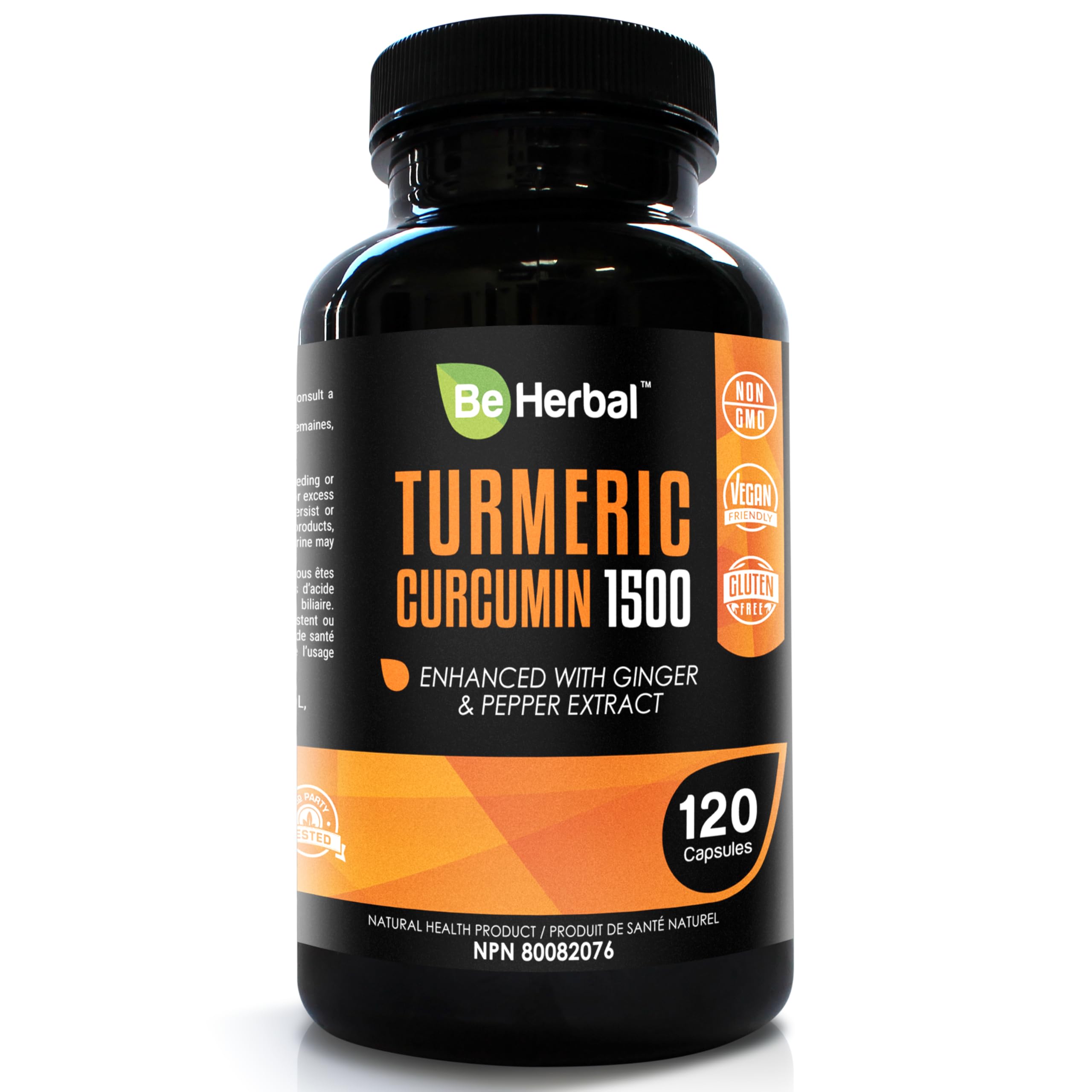 BE HERBAL Organic Turmeric Curcumin 1500mg with Black Pepper & Ginger ...
