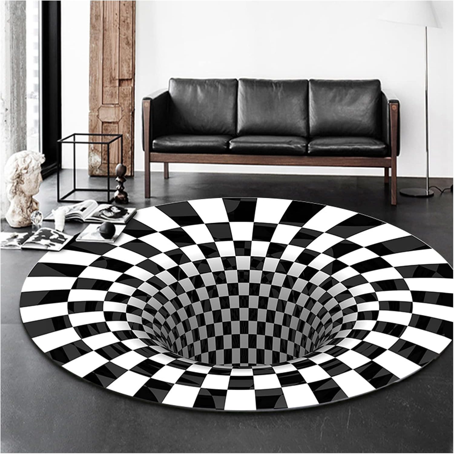 Amazon.com: Carpet 3D Illusion Rug Round Black White Area Rug 3D ...