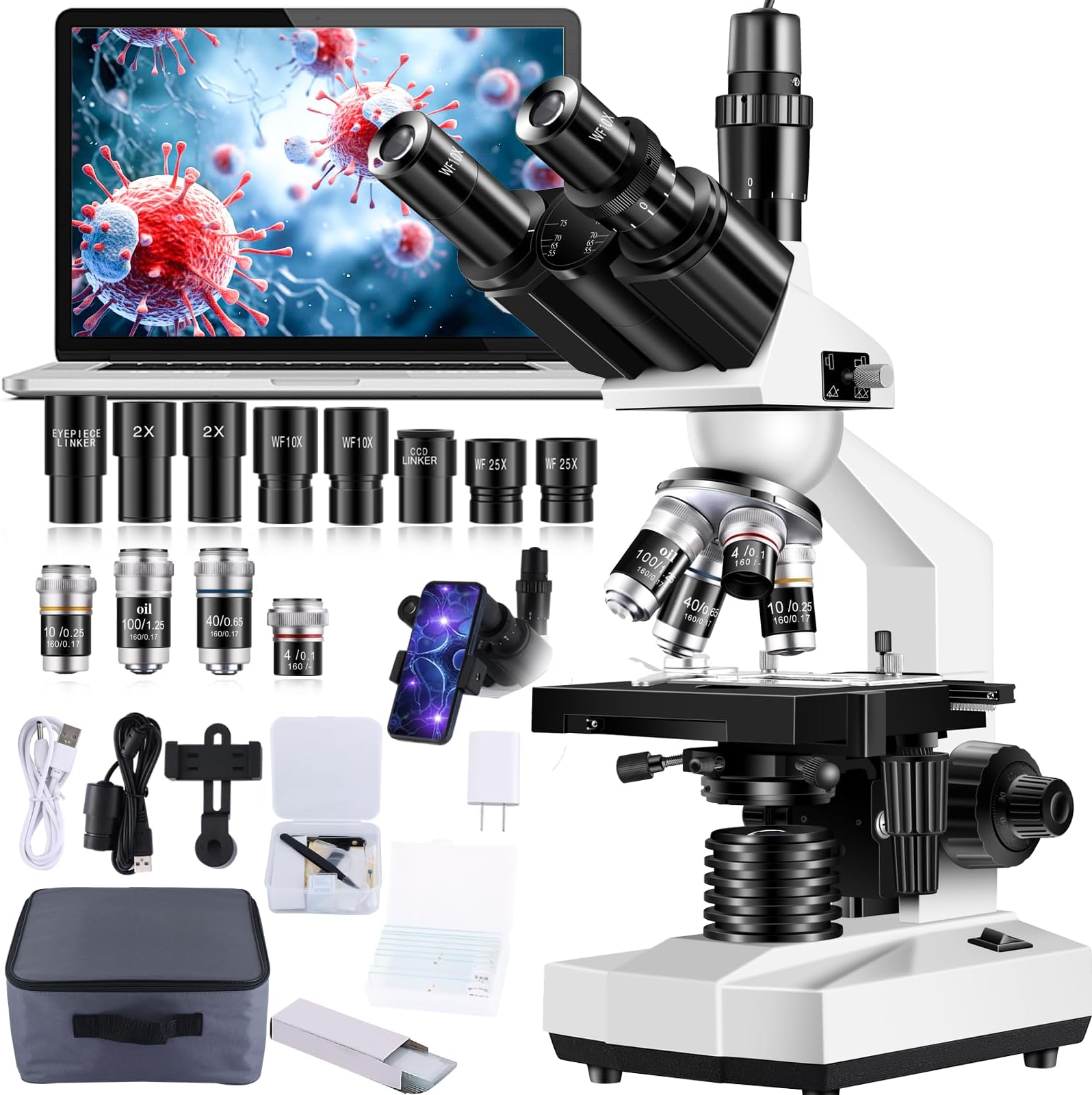 Amazon.com: 6000X /10000 X /15000X / 20000X Compound Microscopes ...