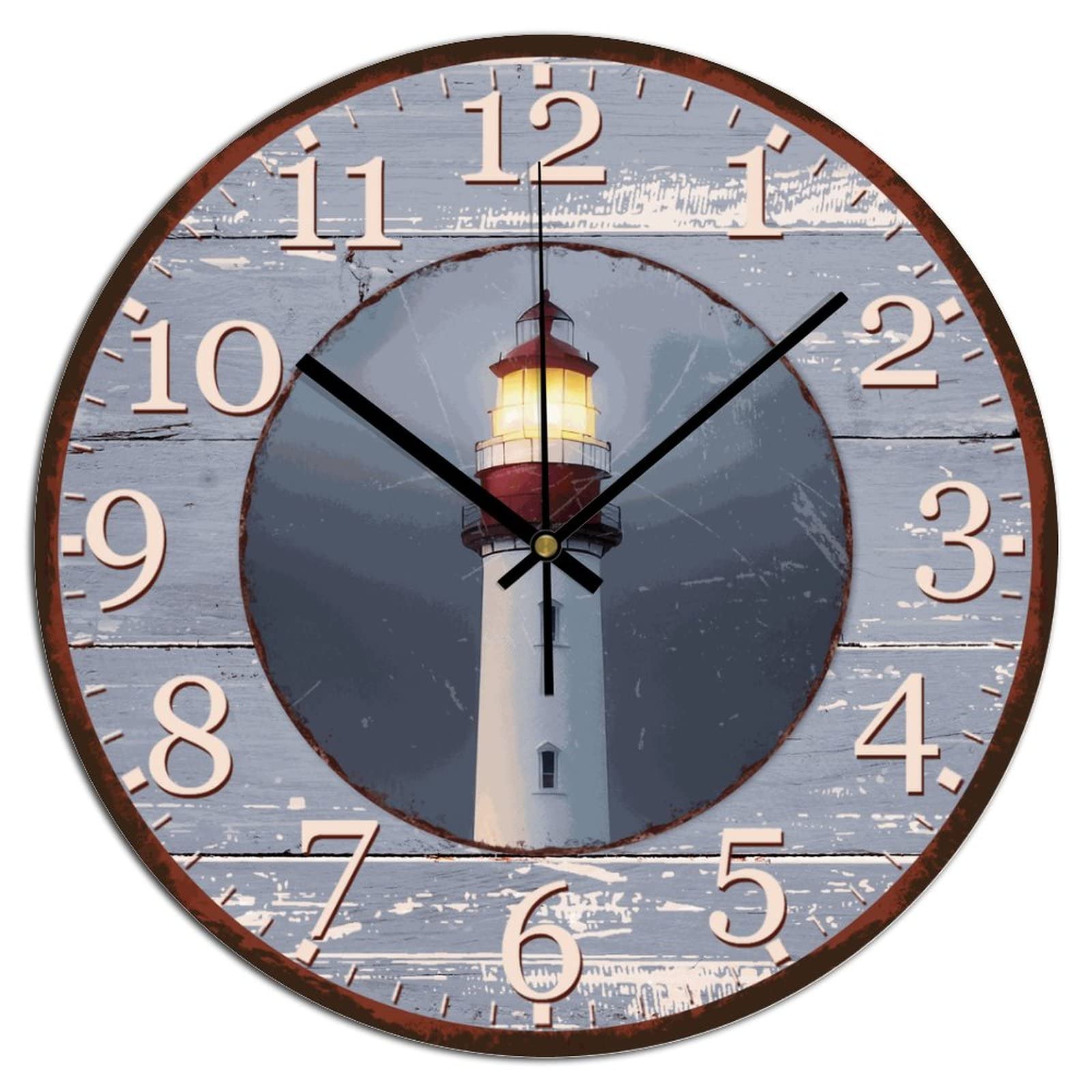 Amazon.com: COCOKEN Lighthouse Wall Clock Beach Theme 12 Inch Large ...