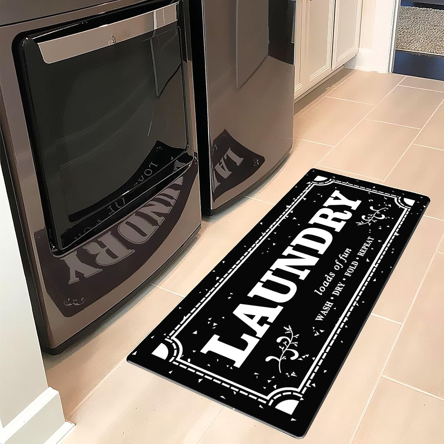 Amazon.com: Anti Fatigue Laundry Mat - Black and White Non Slip Comfort ...